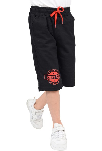Jonny Kids Siyah-Kırmızı Şort Baskılı