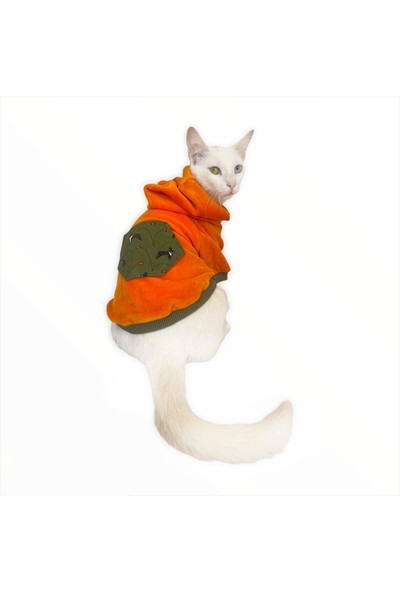 Kemique Orange Green Pocket Sweatshirt Kedi Süeteri Kedi Kıyafeti Kemique Orange Green Pocket Sweatshirt Kedi Süeteri Kedi Kıyafeti