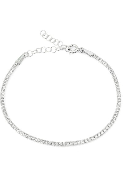 Elika Silver Kadın Beyaz Zirkon Taşlı Su Yolu Kadın Gümüş Bileklik