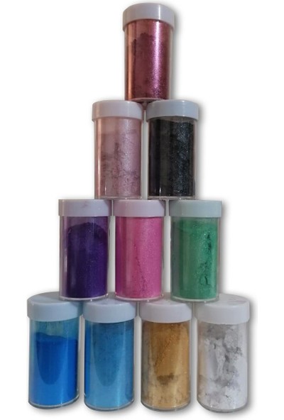 Epoksi Bazlı Sedefli Toz Pigment 10 Adet 10 Gr'lık Set