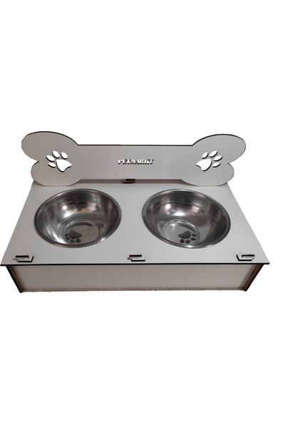 Petmarkt Ikili Kedi Köpek Mama ve Su Kabı 250 Ml- Beyaz