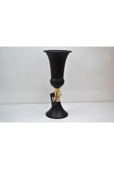 Çilek Ev Metal Siyah Vazo Salon Takımı Salon Süsü Dekoratif Obje