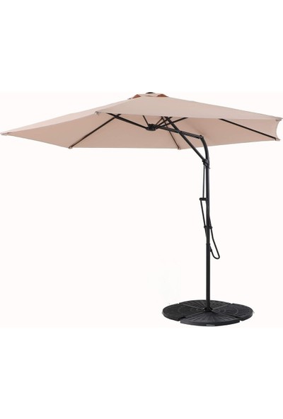 Gunbo 3 mt Bej Şemsiye 50 + Uv Koruma Suya Dayanıklı Otomatik Bahçe Şemsiyesi