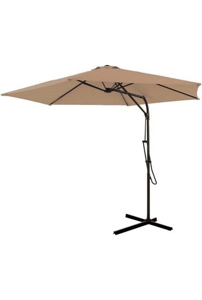 Gunbo 3 mt Cappucıno Şemsiye 50 + Uv Koruma Suya Dayanıklı Otomatik Bahçe Şemsiyesi