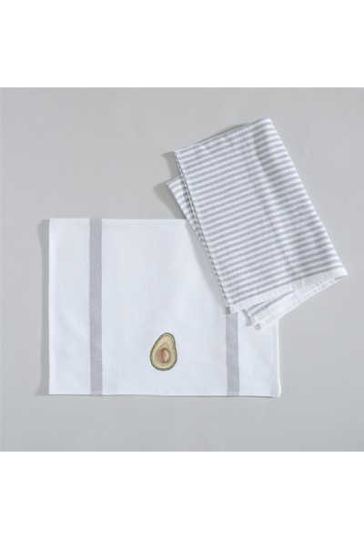 Chakra 2 Li Avakado Nakışlı Mutfak Havlusu 40X60 cm