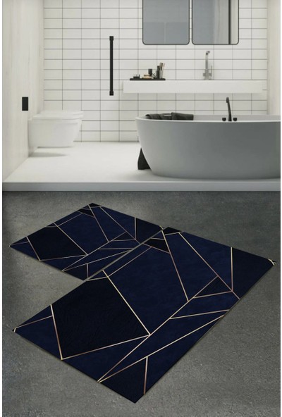 Cappio Halı Woollyhome Siyah Beyaz Çizgili Fincan Desenli Mutfak Halısı