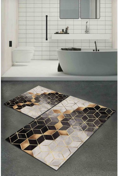 Cappio Halı Mavi Gri Kanvas Desenli Halı CP595