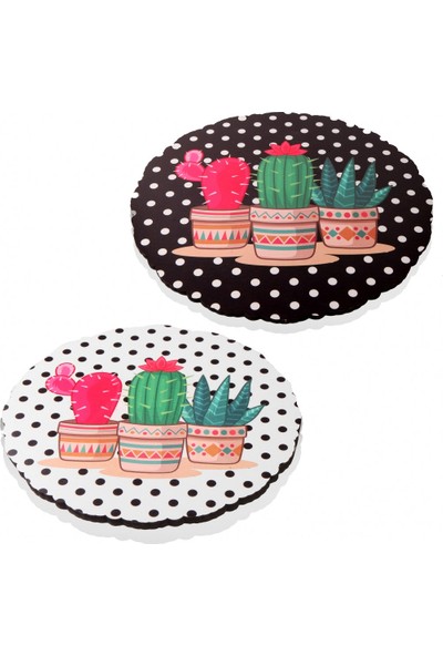 Queen's Kitchen 2 Adet Kaktüs Desenli Ahşap Nihale