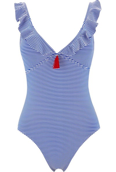 DeFacto V Yaka Fırfırlı Çizgi Detaylı Mayo T5220AZ21SM