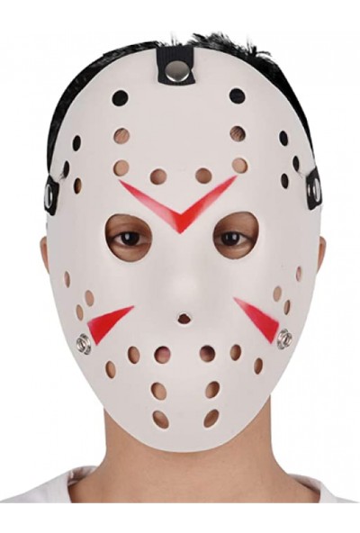 Samur Kırmızı Çizgili Tam Yüz Hokey Jason Maskesi Samur Kırmızı Çizgili Tam Yüz Hokey Jason Maskesi