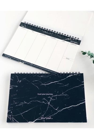 Bikutumutluluk Mermer Haftalık Planlayıcı Siyah