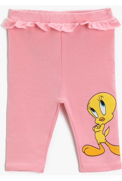 Koton Kız Bebek Tweety Tayt Fırfırlı Pamuklu Lisanslı