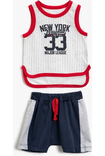 Koton Kids Bebetto Şort Takim Yazi Baskılı Pamuklu