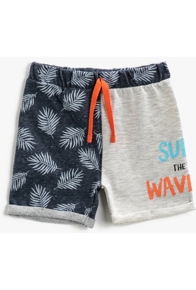 Koton Erkek Bebek Baskılı Şort Belden Bağlamalı Pamuklu