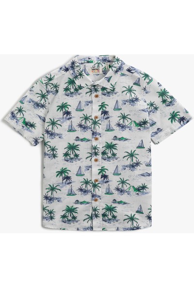 Koton Baskılı Gömlek Kısa Kollu Klasik Yaka Pamuklu