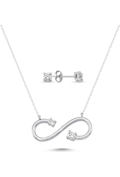 Arya Silver Sonsuzluk Temalı Kolye ve Küpe 2'li Takı Seti