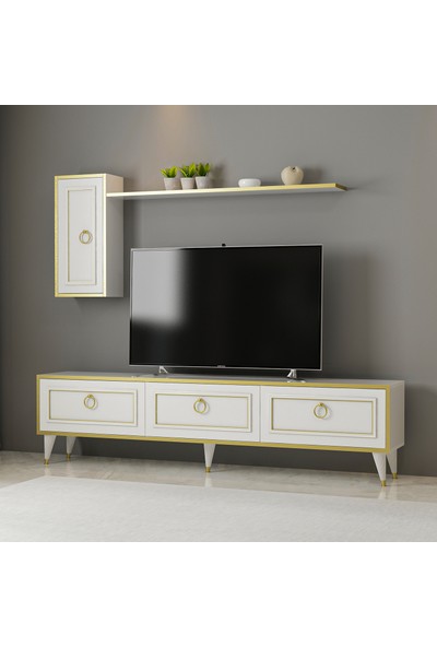 Arnetti Lorenz Tv Ünitesi Beyaz Gold