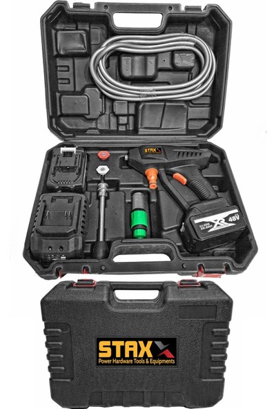 Staxx Power 48 V 10 Ah Şarjlı Oto Yıkama Makinesi 50 Bar Akülü Basınçlı Oto Yıkama