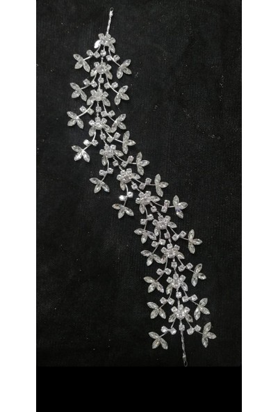 Sanat Bujiteri Yatay Taşlı Gelin Tacı