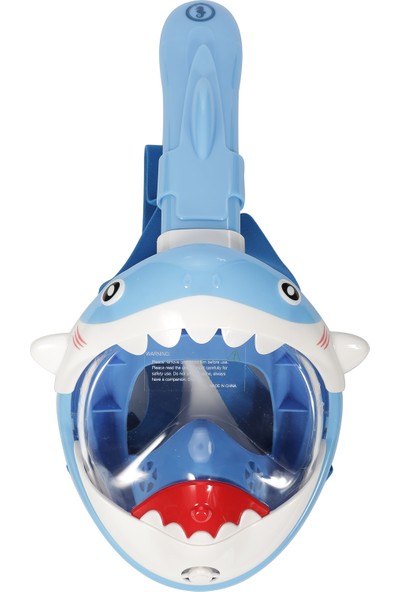 Swim Foam Shark Mavi Sualtı Çocuk Tam Yüz Şnorkel Full Face