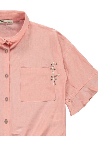 Civil Girls Kız Çocuk Bağlamalı Gömlek 10-13 Yaş Somon