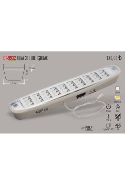 Cata CT-9932 30 LED Li Işıldak Şarjlı
