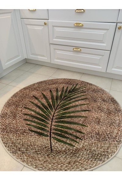 Brillant Hasır Jüt Görünümlü Yaprak Motif Lateks Kaymaz Taban Balkon Veteras Yuvarlak Halı Brillant Hasır Jüt Görünümlü Yaprak Motif Lateks Kaymaz Taban Balkon Veteras Yuvarlak Halı