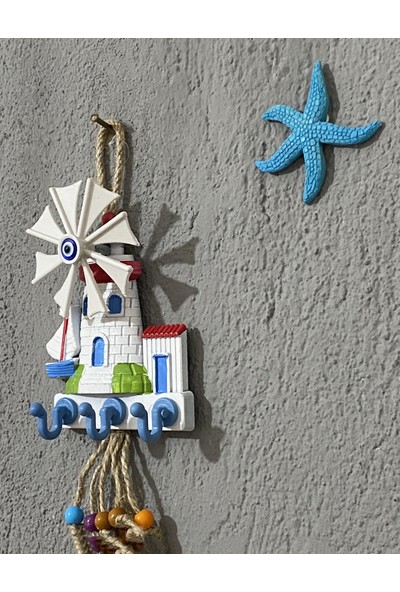 Bimbambom Anahtarlık, Yel Değirmenli Deniz Feneri 3 Kancalı Duvar Süsü
