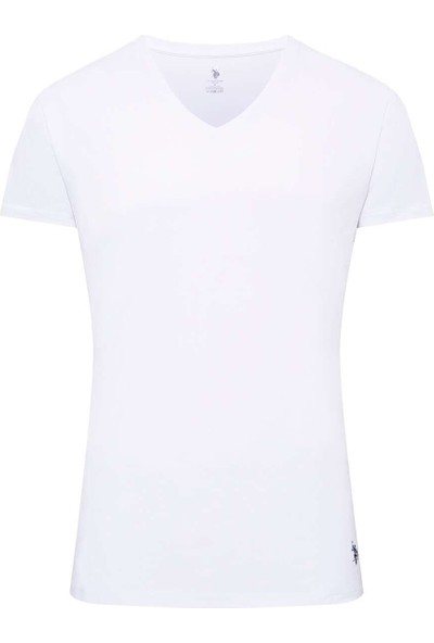 U.s. Polo Assn. Erkek Beyaz 3 Lü V Yaka Lyc. T-Shirt