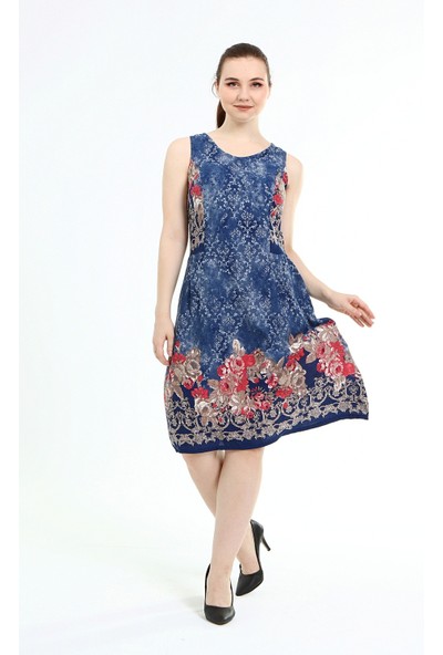 Likapa Yazlık Viskon Kolsuz Desenli Bodrum Elbise