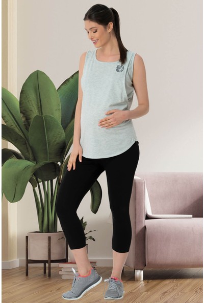 Mecit Pijama Mecit 5431 Turkuaz Emzirme Özellikli Hamile Tişört Capri Hamile Tayt Takım Mecit Pijama Mecit 5431 Turkuaz Emzirme Özellikli Hamile Tişört Capri Hamile Tayt Takım
