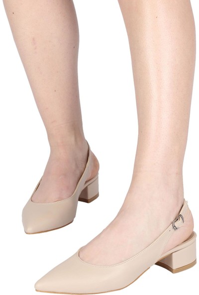 Modabuymus Ten Arkası Açık Kısa Topuklu Stiletto Ayakkabı - Piny Modabuymus Ten Arkası Açık Kısa Topuklu Stiletto Ayakkabı - Piny