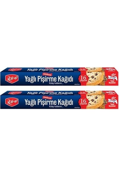 Roll-Up Kesilmiş Yağlı Pişirme Kağıdı 2 x 16'lı Roll-Up Kesilmiş Yağlı Pişirme Kağıdı 2 x 16'lı