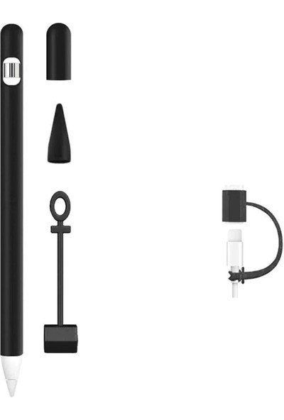 Microcase Apple Pencil 1 - 2 4in1 Kalem Koruma Kılıf Seti - Siyah Microcase Apple Pencil 1 - 2 4in1 Kalem Koruma Kılıf Seti - Siyah