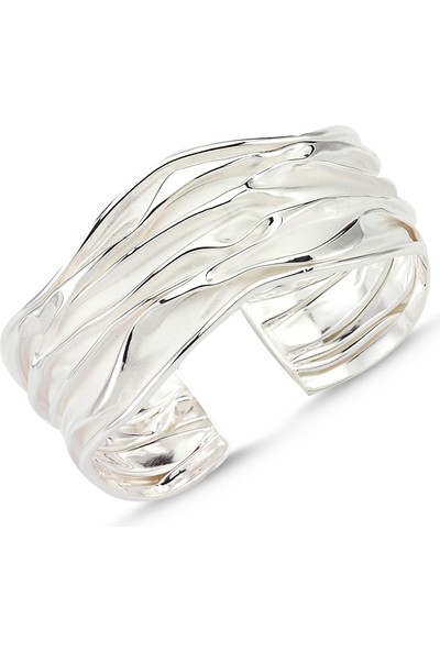 Gümüşhane Silver Taşsız Altı Açık Buruşuk Bilezik