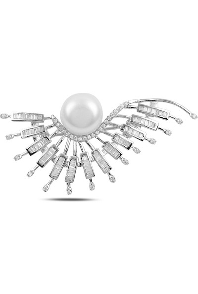 Gümüşhane Silver Inci & Zirkon Taşlı Broş Gümüşhane Silver Inci & Zirkon Taşlı Broş