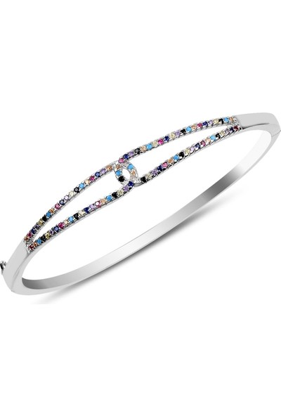 Gümüşhane Silver Karışık Renk Zirkon Taşlı Bilezik