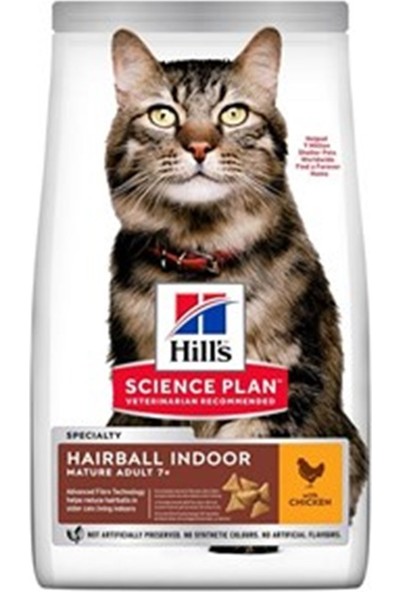 Hills Mature+7 Hairball Indoor Tavuklu Yaşlı Kedi Maması 1.5kg