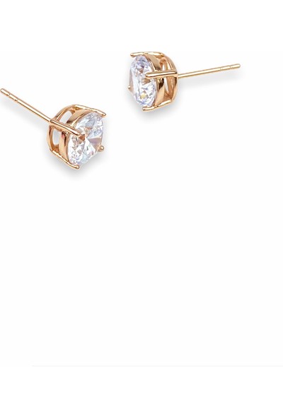 ÇLK Accessories Çelik Zirkon Büyük Boy Tek Taş Küpe