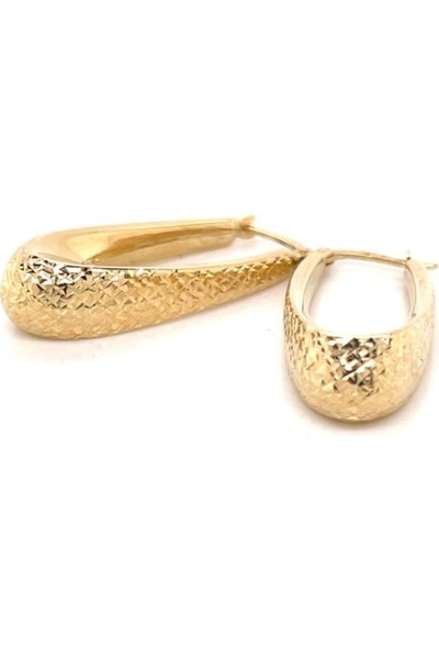 Berk Mücevherat Kalem Işlemeli 14 Ayar Halka Küpe