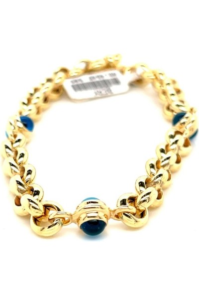 Berk Mücevherat Nazar Boncuklu Dodge Zincir 14 Ayar Altın Bileklik Berk Mücevherat Nazar Boncuklu Dodge Zincir 14 Ayar Altın Bileklik