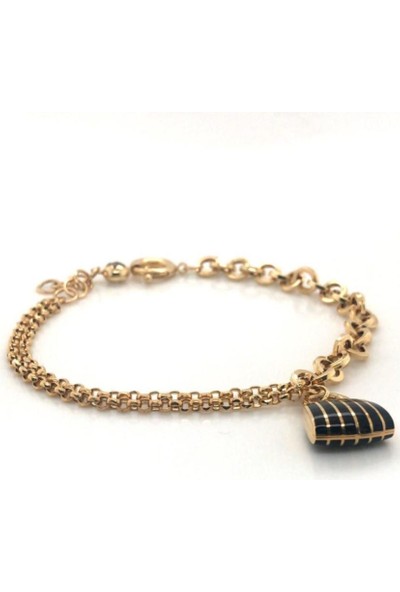 Berk Mücevherat Siyah Renkli Çanta Figürlü 14 Ayar Altın Bileklik