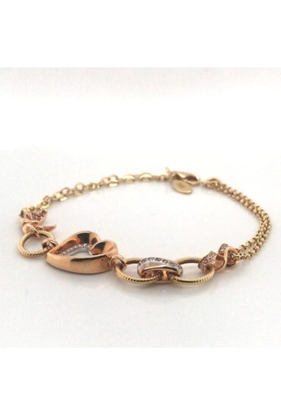 Berk Mücevherat Kalp Figürlü Özel Tam 14 Ayar Bileklik