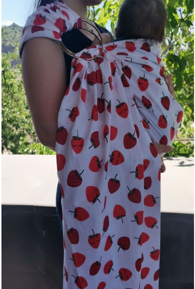 E-Sanat Evi Çilekli Organik Kumaş Baby Sling Kanguru E-Sanat Evi Çilekli Organik Kumaş Baby Sling Kanguru
