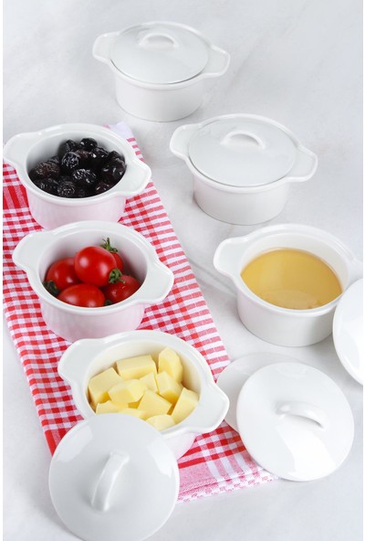 Acar Pure White 6'lı Porselen Kapaklı Kahvaltılık Acar Pure White 6'lı Porselen Kapaklı Kahvaltılık