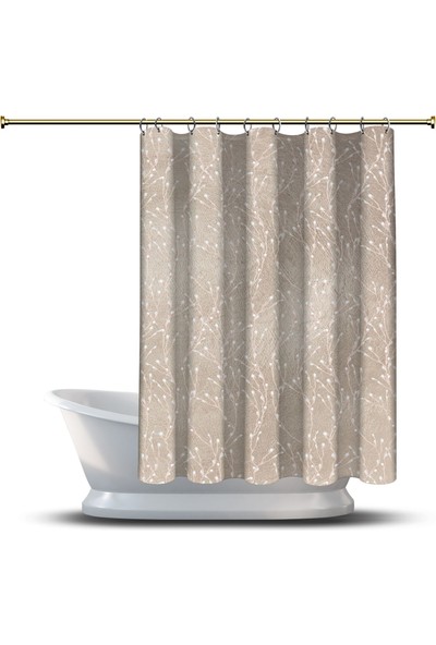 Assoshome Banyo Duş Perdesi Tasarım Dekor Tomurcuk Narin Dallar Çıtır Çiçek Dijital Baskılı En 175 cm