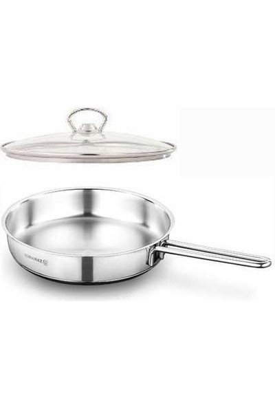 Korkmaz A1659 Perla Çelik Tava 24 cm Cam Kapak Dahil Korkmaz A1659 Perla Çelik Tava 24 cm Cam Kapak Dahil