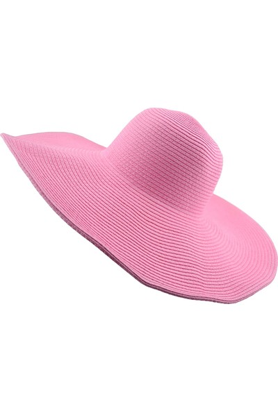 Asksa Kadın Geniş Kenarlı Roll-Up Büyük Düz Renk Disket Şapka (Yurt Dışından)