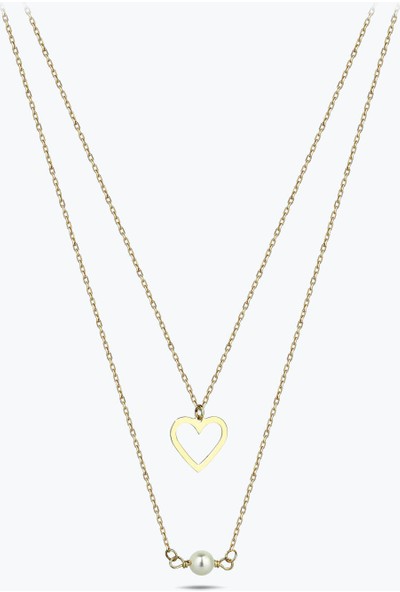 Altınbaş Altın Incili Kalp Kolye Altınbaş Altın Incili Kalp Kolye