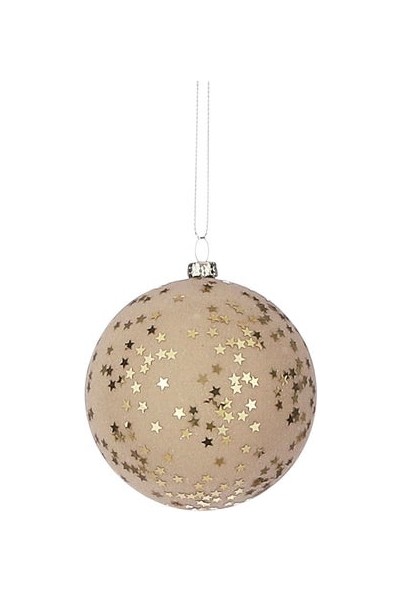 Via Gardenia Kırılmaz Yılbaşı Süsü Krem/yıldızlı 8 cm